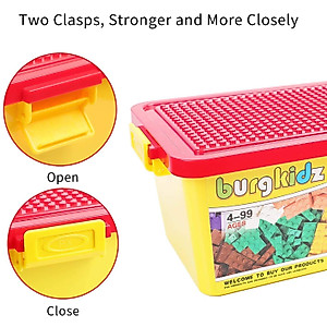 burgkidz Building Bricks 568 Pieces Toys, Classic Building Blocks Includes Wheels, Door, Window, Compatible Bulk Block with Storage Box and Baseplate, STEM Educational Gift for Kids 3+ Year
