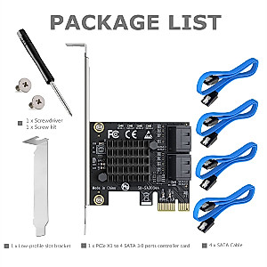 PCIe SATA Card 4 Port,PCI Express to SATA 3.0 Ports Expansion Controller Boot as System Disk for Desktop PC Support SSD and HDD with Low Profile Bracket and 4 SATA Cable