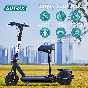Gotrax Eclipse Ultra Saddle Electric Scooter, 20MPH, 28Miles, Adjustable Handlebar Height, Foldable, Detachable Seat, Cruise Control, Dual Suspension, LED Display, One-step Folding
