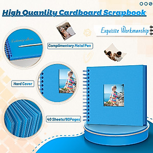 Popotop Scrapbook Photo Album,8x8in DIY Hardcover Kraft Photo Album with Display Picture Window,Personalized Blank Memory Book for Family, Wedding,Guest Book,Anniversary,80Pages/40Sheet