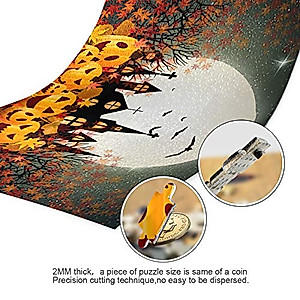 susiyo 500 Piece Jigsaw Puzzle for Adults Kids, Pumpkin Autumn Fall Maple Leaves Puzzle Wooden Jigsaw Puzzle Family Game Intellective Toys Wall Art Work for Educational Gift Home Decor