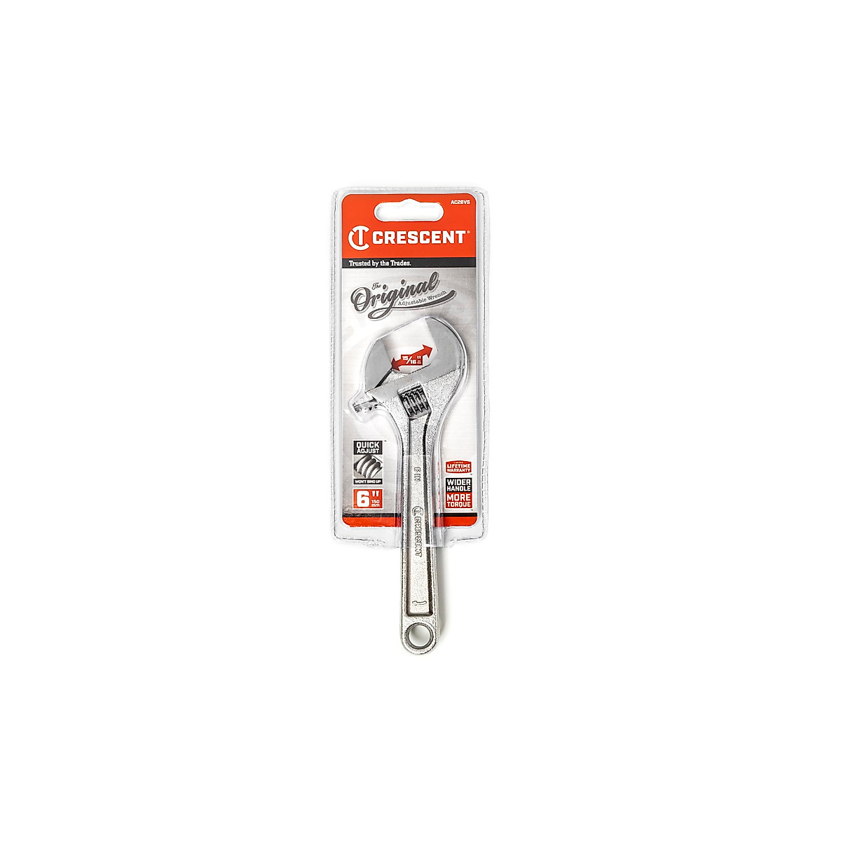 Crescent Carded Sensormatic 6-Inch Adjustable Wrench, Chrome - AC26VS