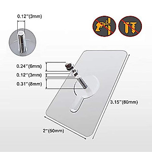 DKKO 20pcs Adhesive Wall Hook Screws Non-Trace Non-Rust No Drilling Stickers Nail Wall Mount Hanging Nails Without Screwdriver for Shower Bathroom Kitchen Storeroom Installation