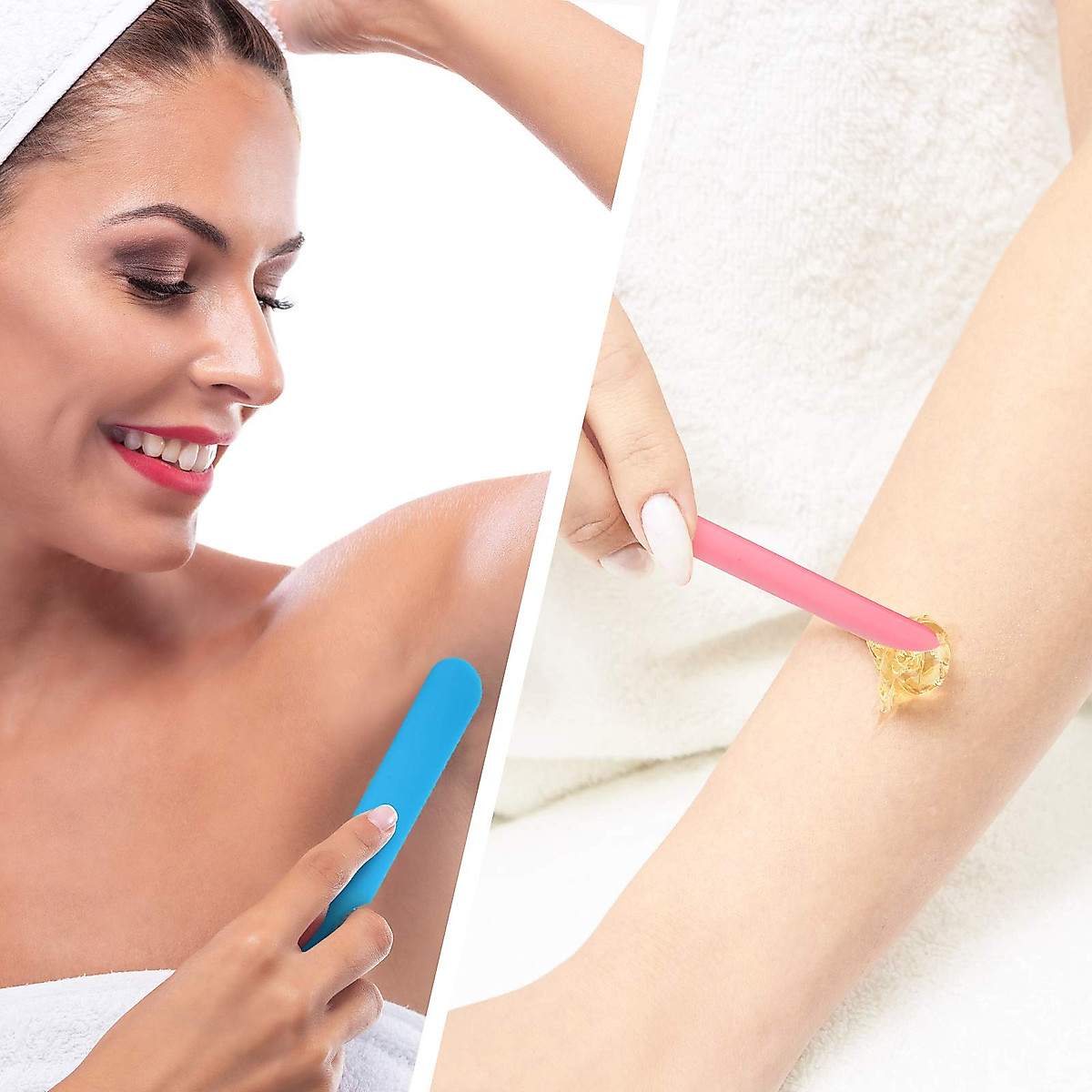 5 Pieces Non Stick Wax Spatulas Large Hard Wax Sticks Silicone Spatula Hair Removal Waxing Applicator Reusable Scraper for Home Salon Body Use, 5 Colors