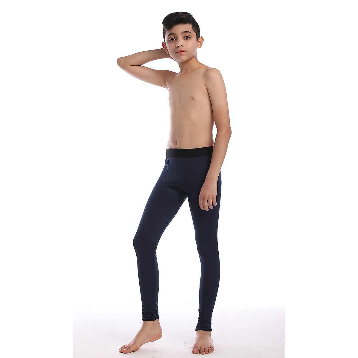 CVVTEE Boys Compression Pants Base Layers Soccer Hockey Tights Athletic Leggings Thermal for Kids… (1black+1navy, 12)