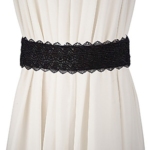 Lovful Womens Lace Waist Belt Wrap Self Tie Obi Style Belt Faux Leather Cinch Boho Dress Belts,Black