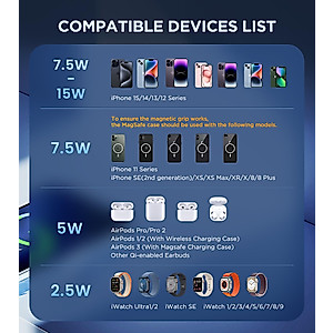 3 in 1 Magnetic Wireless Charger,15W Max Fast Wireless Charging Pad Compatible with MagSafe Charger iPhone 15/14/13/12 Series, Airpods 3/2/Pro/Pro 2 & iWatch All Series, 20W PD USB-C Adapter Included