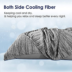 OMERAI Cooling Pillow Cases Standard Size for Night Sweats and Hot Sleepers, Double-Side Cooling Pillow Cases with Zipper, Grey Pillow Cases Set of 2 (20" X 26", Gray)