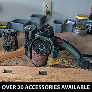 RESTORER Drum Sander Tool for Woodworking, Surface Conditioning, Buffer Polisher, Paint Stripper Remover, Burnishing Tool - WR351K1 kit Variable Speed with vacuum attachment, OHIO family business