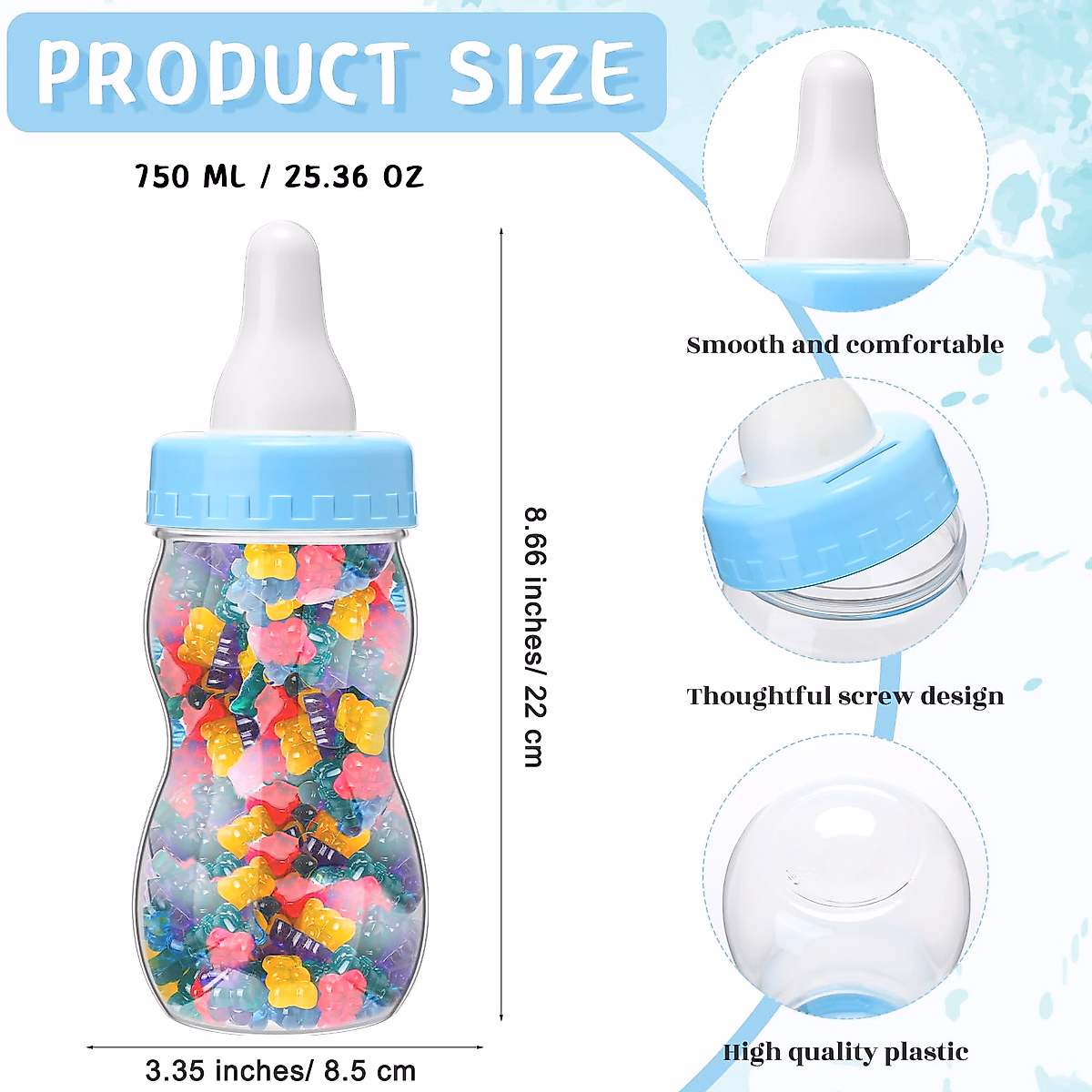 Qilery 122 Pcs Baby Shower Games Guess How Many Bears 100 Guessing Cards 20 Pencils 1 Baby Bottle 1 Wood Standing Sign for Baby Shower Games Gender Reveal Party Decoration (Blue)