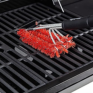 Dyna-Glo DG18GBN-D w Bristles and Stainless Steel Scraper 18" Nylon Grill Brush, Black/red