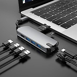 Leya-US Spare Part T1908 8 in 1 Multi-Function Type-C/USB-C HUB Expansion Dock (Color : Grey)
