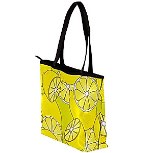 TBOUOBT Handbags for Women Fashion Tote Bags Shoulder Bag Satchel Bags, Fruit Yellow Lemon Cartoon