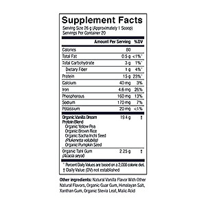 Organic Pea Protein Powder - Vanilla Dream Flavor | Low-carb Plant-Based Vegan Protein Blend - Pea, Brown Rice, Pumpkin, Sacha Inchi | 20 Servings 18.2 oz - by Live Conscious