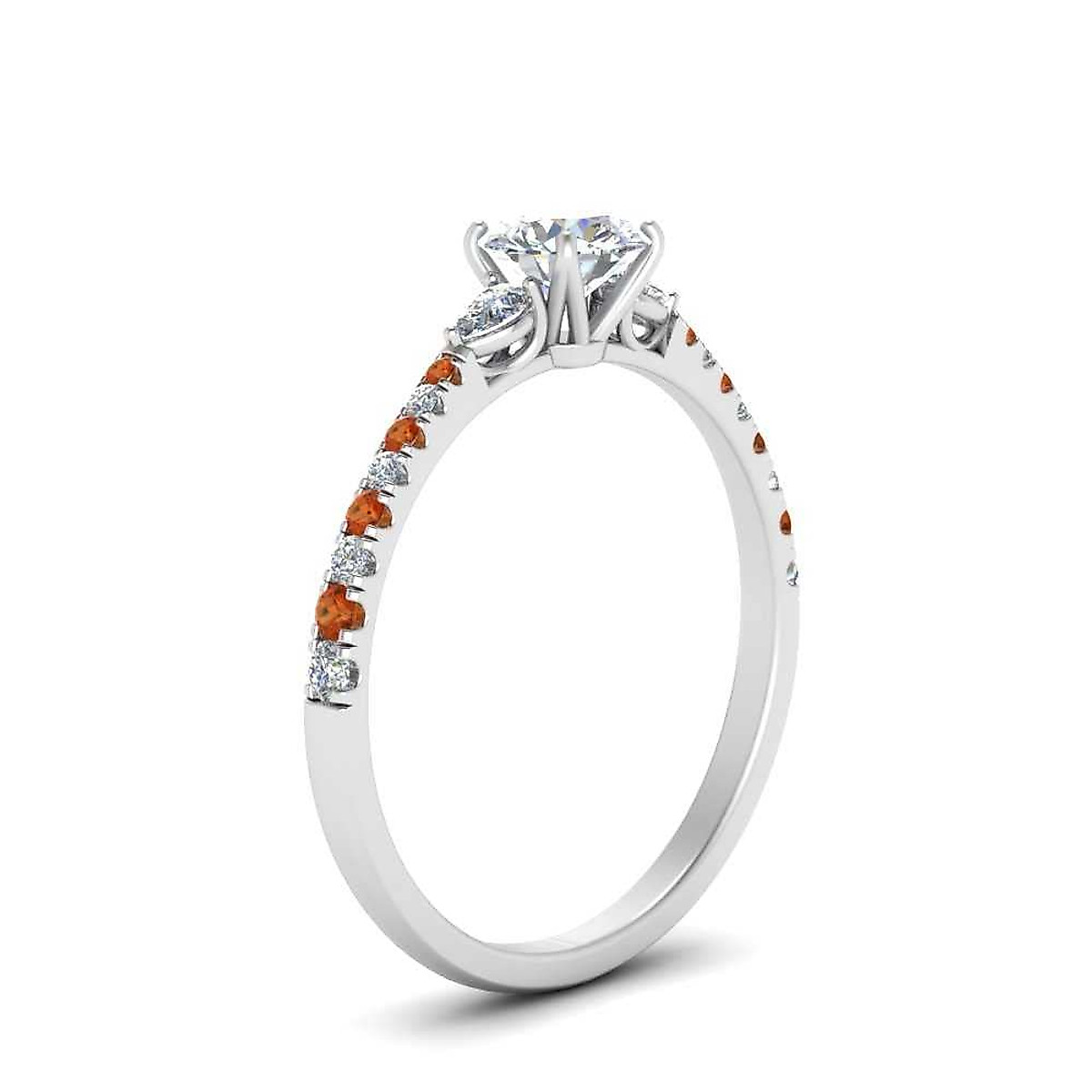 Gemsonclick Pear 3 Stone Cathedral Diamond Ring sterling silver Natural Garnet Round shape Red color Petite Engagement Rings prong Setting in Size 5 Party Wear Daily Wear Ornament