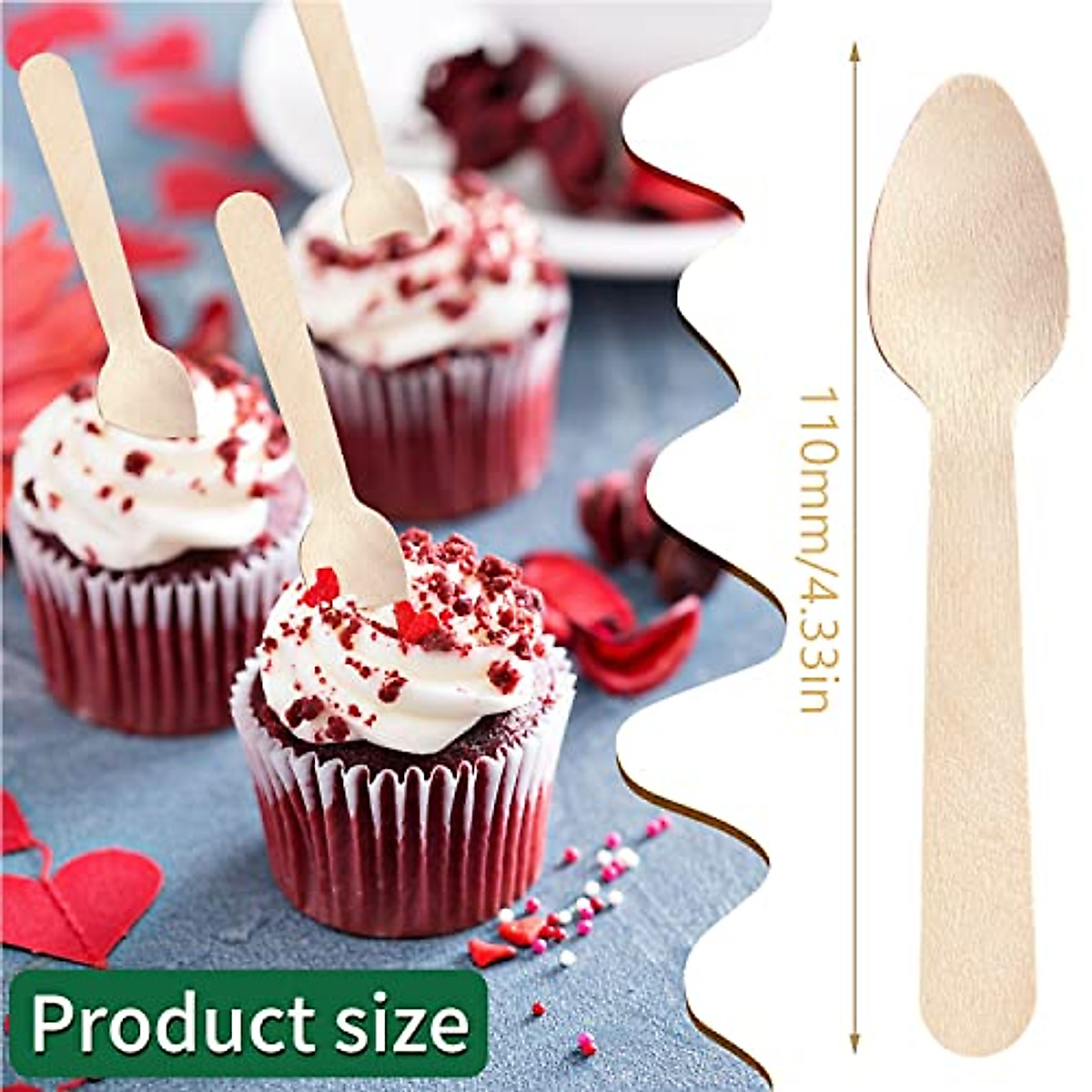 4 inch Mini Wooden Spoons, Biodegradable Compostable Birchwood, Food Grade Disposable Spoons Disposable Wooden Cutlery for Parties, Weddings, Camping 200pcs.