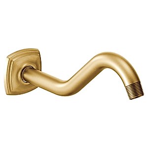 Moen 161951BG Curved Shower Arm with Wall Flange, Brushed Gold