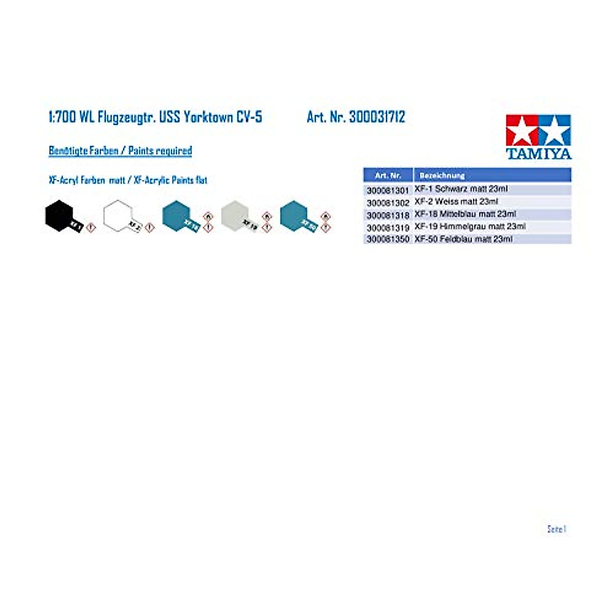 Tamiya 31712 1/700 US Aircraft Carrier Yorktown Plastic Model Kit