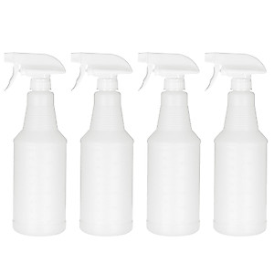 PATIKIL 750ml/24oz Plastic Spray Bottles, 4pcs Adjustable Nozzle Leak Proof Empty Water Mist Stream Sprayer for Cleaning Solutions Plants Hair, White
