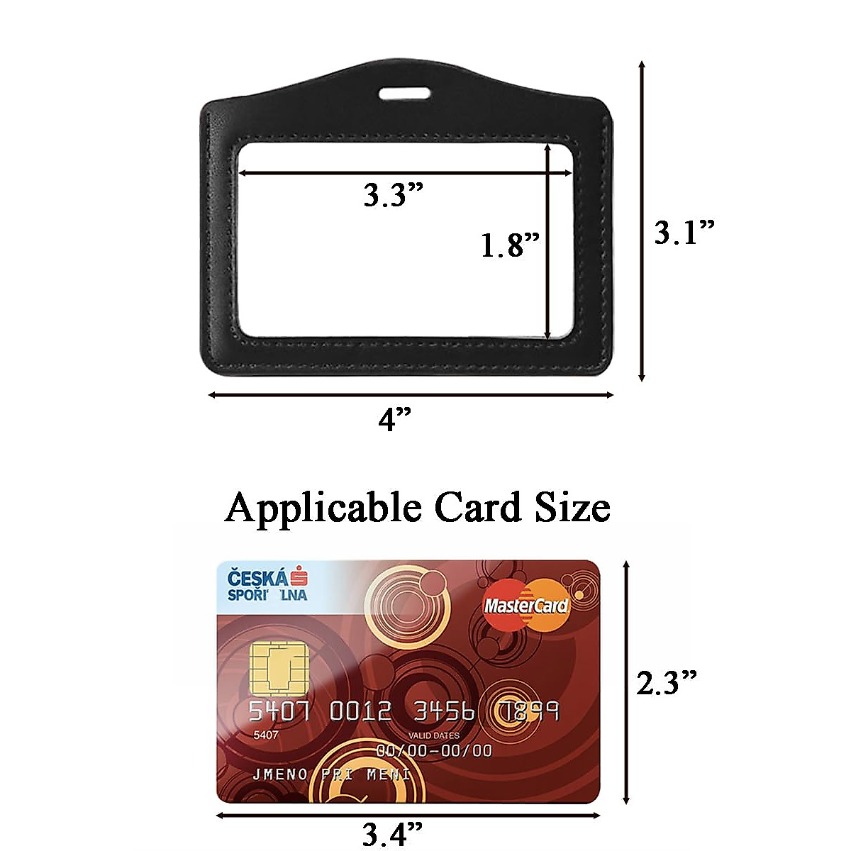 Larpur Pack of 2 ID Badge Holders, Horizontal Leather Card Case with Clear ID Window, Black - Double Sided Clear, Work Badge Holder for Office, Hospital, Exhibition, School