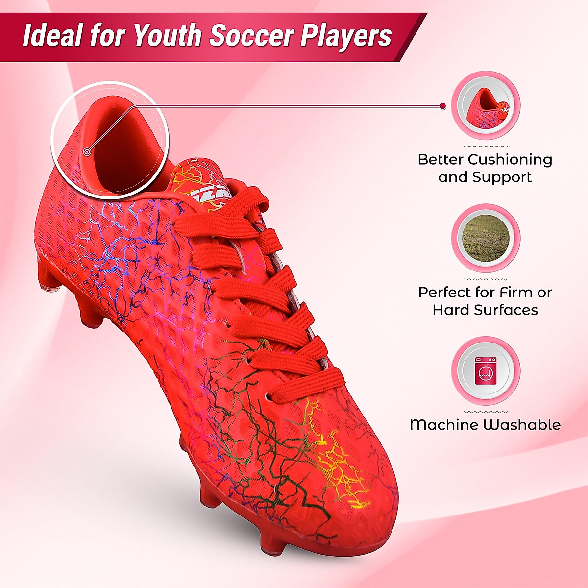 Vizari Zodiac Firm Ground Soccer Cleats for Boys and Girls | Lightweight & Durable Football Shoes with Molded TPU Outsole | Youth Cleats with Secure Lace-Up Closure for Maximum Traction & Performance