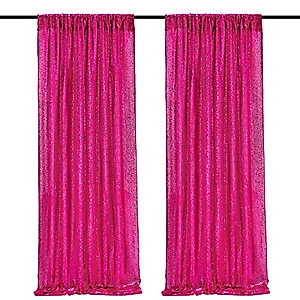 Fuchsia Sequin Backdrop Curtain Panels Stage 2 Pieces 2FTx8FT Wedding Party Background Drapes