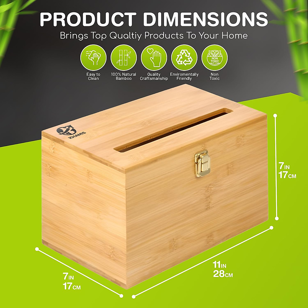 Khamis Wall-Mounted Trash Bag Dispenser Roll Holder - Bamboo Under Sink Garbage Bag Holder for Home & Kitchen - Trash bang Organizer for Waste Management - Kitchen Storage Box Holder for Plastic Bag