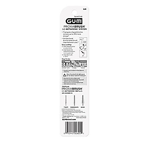 GUM Proxabrush Permanent Handle Refills - Compatible with Go-Betweens Interdental Brushes - Floss Picks for Teeth, Braces, and Implants (6pk)