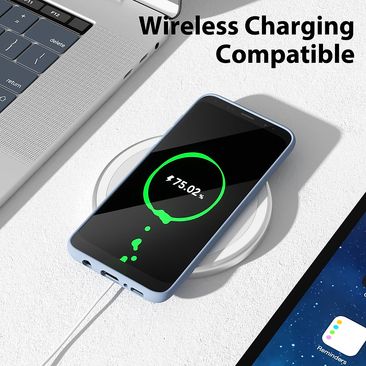 oakxco for Samsung Galaxy S9 Phone Case Liquid Silicone, Cute Thin Slim Soft Rubber TPU Plain Smooth Gel Cover for Women Girl Aesthetic, Matte Solid Protective & Shockproof, Aqua Sky Baby Light Blue