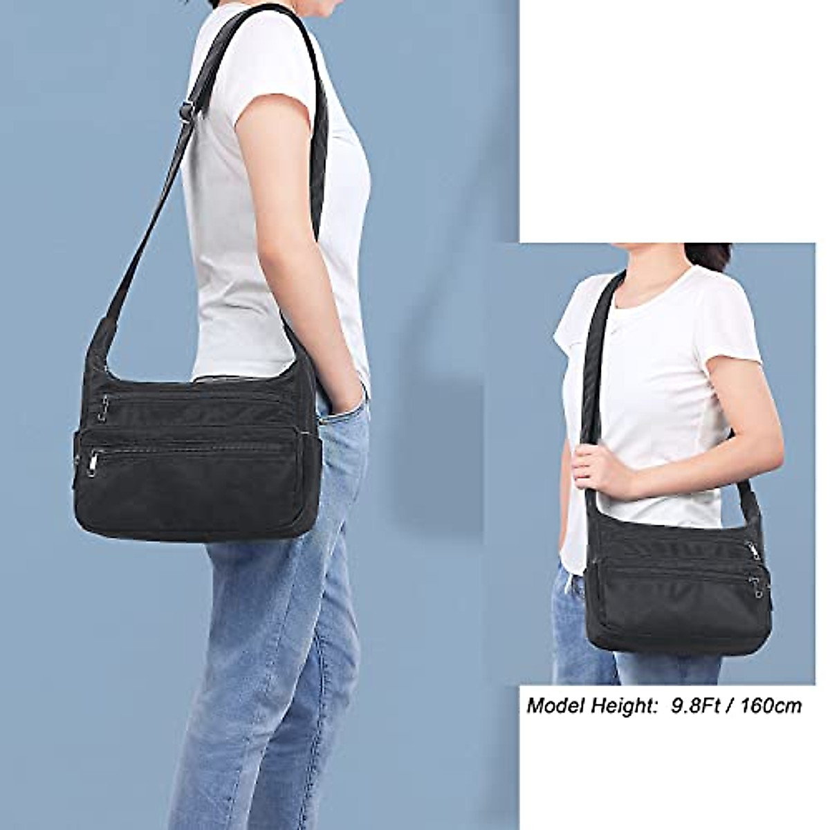 VOLGANIK ROCK Crossbody Bag for Women Waterproof Messenger Shoulder Bag Casual Nylon Purse Handbag Multi Pocket Lightweight Travel Bag