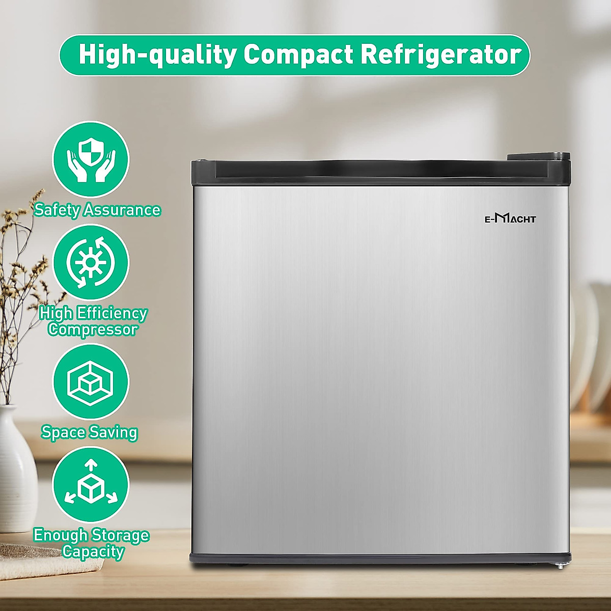 Mini Fridge with Freezer, Single Door Compact Refrigerator with Adjustable Legs, Adjustable Thermostat Control, Removable Shelf, Small Fridge Perfect for Home/Dorm/Office/Apartment, 1.6 Cu.Ft.