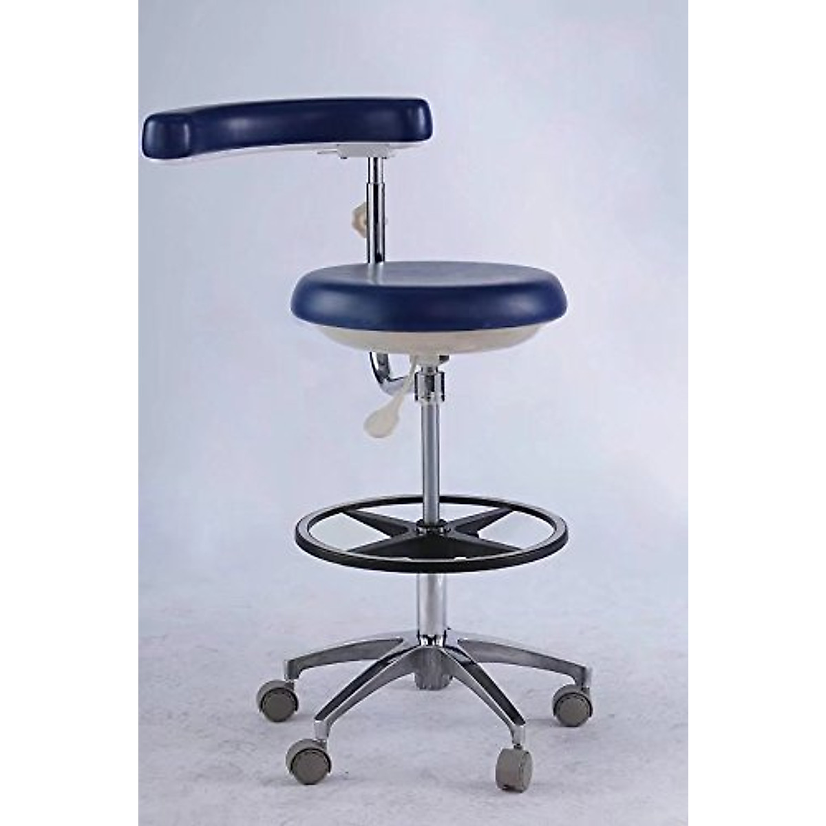 Aphrodite Dental Assistant Stool Nurse Chair Height Adjustable with Armrest PU Leather by Purple-Violet