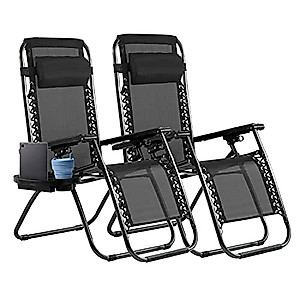 FDW Patio Chair Outdoor Furniture Zero Gravity Chair Patio Lounge Camping Chair Set of 2 Recliner Adjustable Folding for Pool Side Camping Yard Beach