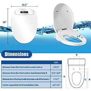 Electric Bidet Toilet Seat with Wireless Remote - Elongated Heated Bidet Toilet Seat with Quick Access Sidebar, Bidet Warm Water with Dryer, LED Nightlight, Self-Clean Nozzle, Slow Close