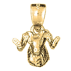 Jewels Obsession 18K Yellow Gold Ram Pendant, Made in USA