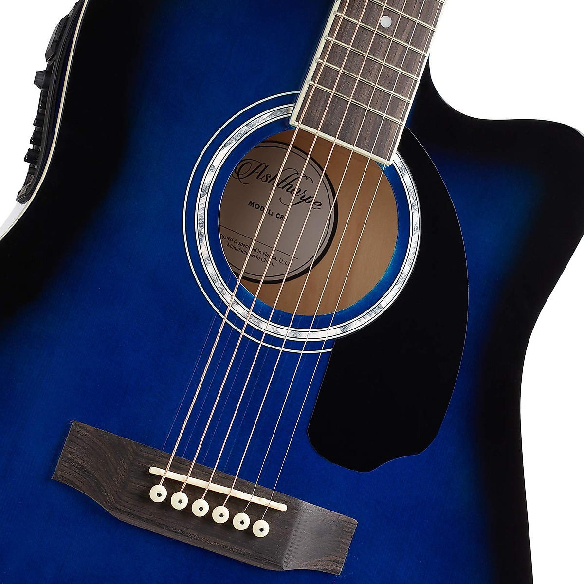 Ashthorpe Full-Size Cutaway Thinline Acoustic-Electric Guitar Package - Premium Tonewoods - Blue