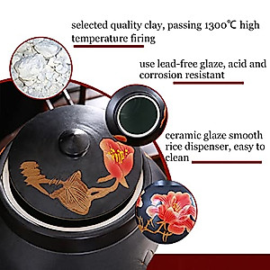 TUU Retro Rice Dispenser Ceramic Large Capacity Sealed Cereal Storage Container with Lid Grain Dispenser Suitable for Kitchen Soybean, Corn, Flour, Sugar, Rice, Nuts, Snacks, Pet Food