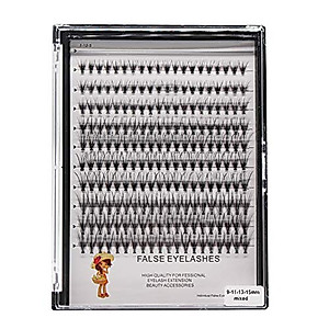 Dedila LargeTray-20RootsThickness 0.07mm Mixed 8-10-12-14mm/9-11-13-15mm /12-14-16mm Black Soft and Light Individual False Eyelashes Dramatic Look Makeup Volume Eye Lashes Cluster (mixed 9-11-13-15mm)
