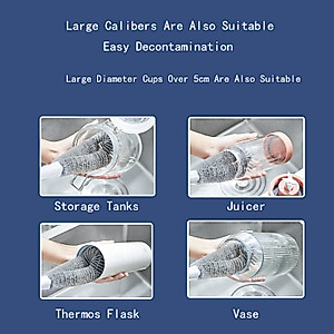 4 Pieces Bottle Brush Set, Long Handle Wine Decanter Cleaning Brush + Straw Cleaner Brush + Thermos Lid Cup Brush for Cleaning Baby Bottle Goblet