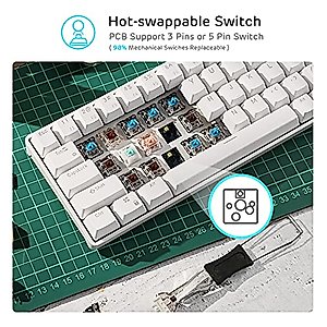 RK ROYAL KLUDGE RK68 Wireless Hot Swappable 65% Mechanical Keyboard, 68 Keys Compact BT5.0 Gaming Keyboard with Stand-Alone Arrow/Control Keys, Quiet Red Switch