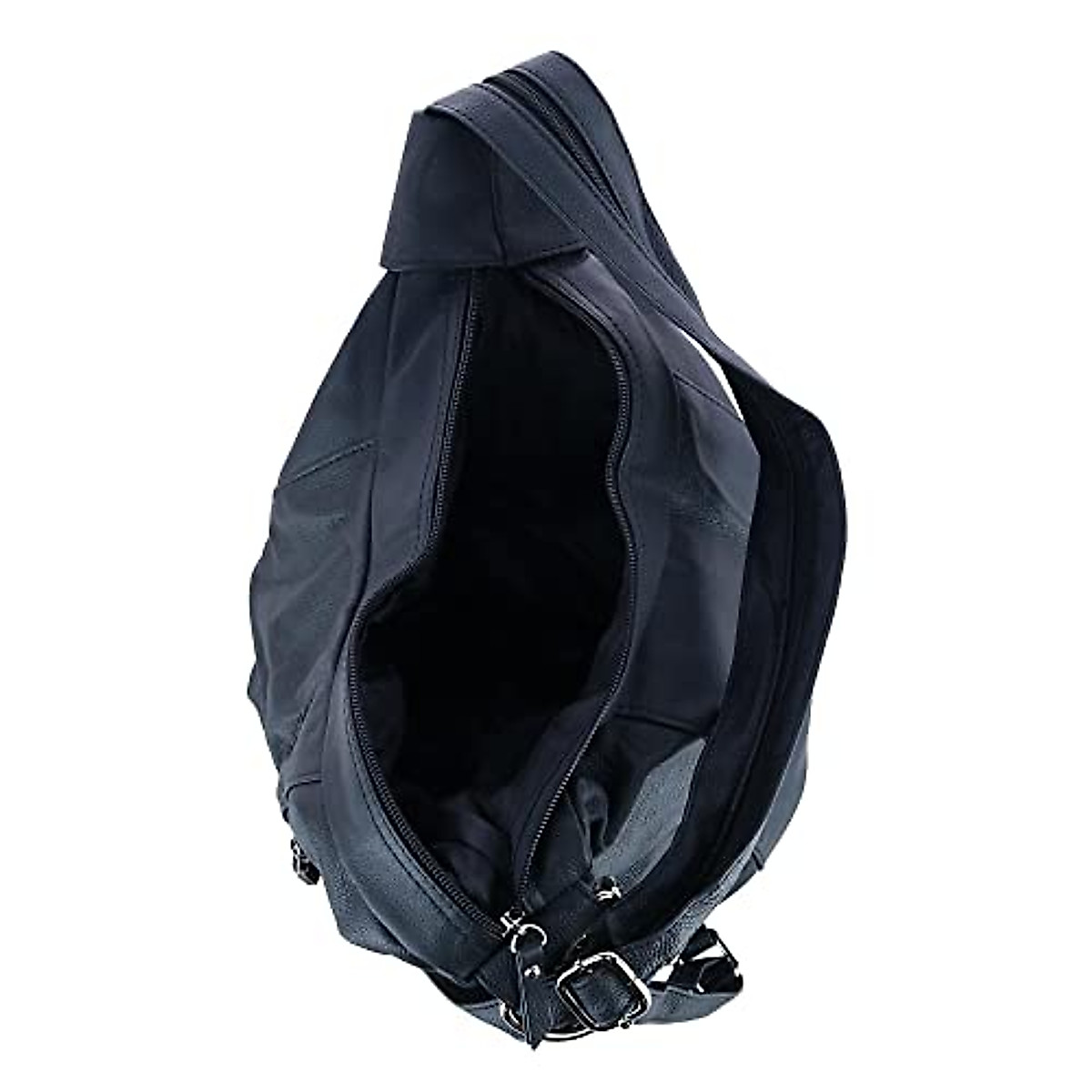 CTM® Women's Leather Sling Strap Backpack, Black