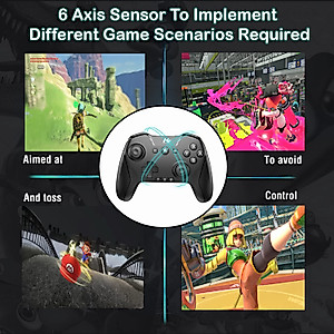 HAPPYDO Wireless Game Controller for Nintendo Switch/Switch Lite/PC/Phone/Ipad, Rechargeable Remote Bluetooth Gamepad with Joystick with Ergonomic Non-Slip, Adjustable Turbo and Vibration