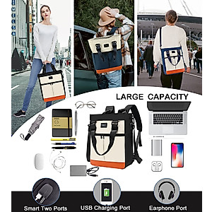 COMELY Backpack Tote for Women Casual Laptop Daypack Crossbody Bag 4-in-1 Travel Bookbag Diaper Bag Nurse Teacher Bag Water Resistant Wide Top Open for Daily Work College , Black B