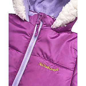 Pink Platinum Baby Girls' One-Piece Puffer Winter Snowsuit with Hood (Newborn & Infant), Size 18/24M, Plum