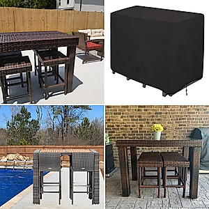 Izzybang Outdoor Bar Height Dining Set Cover Heavy Duty Waterproof Patio Dining Set Cover for Rectangular 4 - Person 48'' Long Bar Height Dining Set