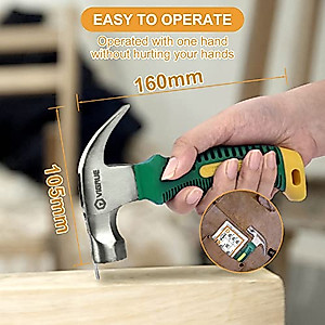 VIGRUE 930Pcs Hardware Nails for Hanging Pictures & Mini Claw Hammer Set, Hammer with Anti-Slip Handle, 430 Finishing Head Nails & 500 Wall Head Nails Galvanized Nails, 10 Size Assortment