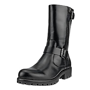 ECCO Women's MODTRAY Moto Boot Mid Calf, Black, 8-8.5