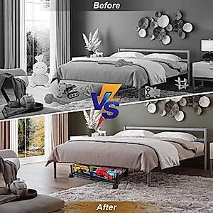 Under Bed Storage with Wheels, Rolling Under Bed Shoe Storage Container, Under Bed Cart with Wheels, Underbed Storage with Sturdy Storage Bags & Clear Window & Thick Fabric, 2 Sets, (Black)