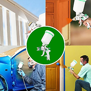 CenVen Hvlp Spray Gun, Air Spray Gun Paint Sprayer Gun with 1.4/1.7/2.0/2.5mm Nozzles, 600ml Capacity Great for Walls, Automotive, Home Improvement (Green)