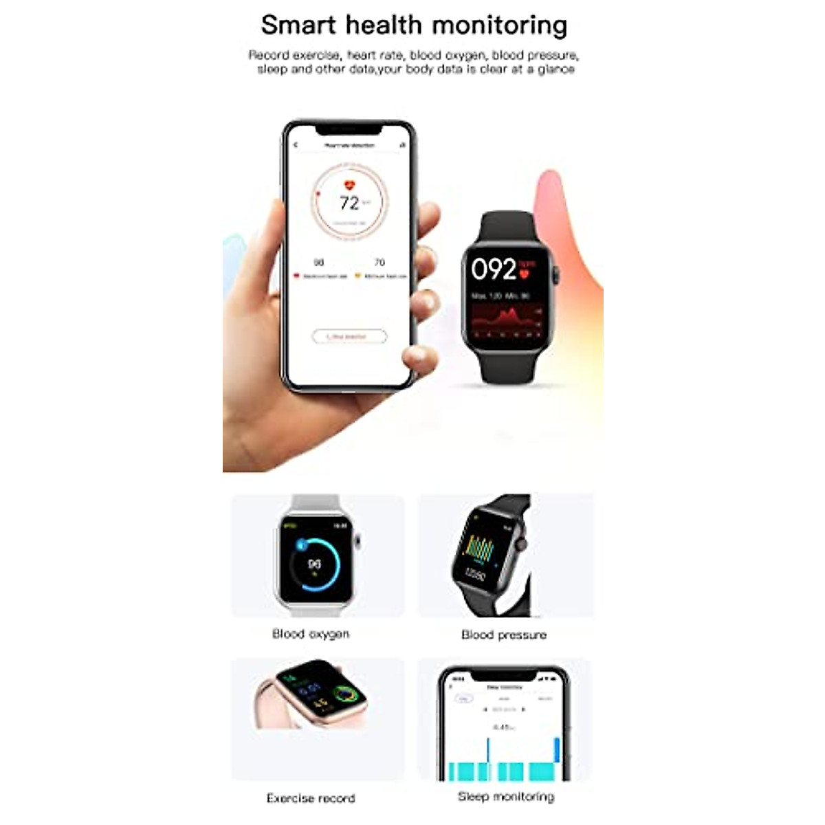 Calibree Watch Series 8, 1.69'' Full HD Smart Watch for Android Phones & iPhones, IP67 Fitness Tracker with Heart Rate, Sleep Monitor, SpO2, Pedometer, Smart Watches for Women, Smart Watches for Men